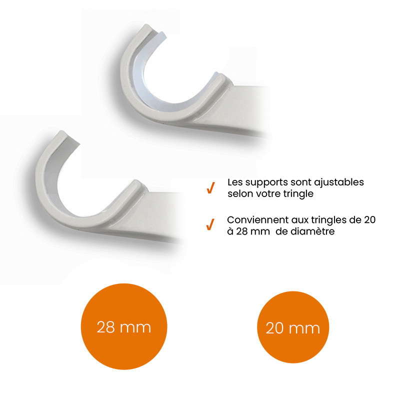 2 Supports Sans Perçage Blanc pour Tringle Rideau sans Percer Reconditionné